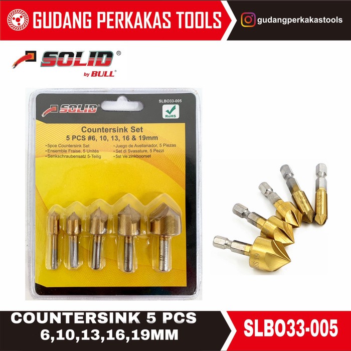 Jual SBO Countersink set (mata bor countersink) set isi 5 SOLID BURUAN ...