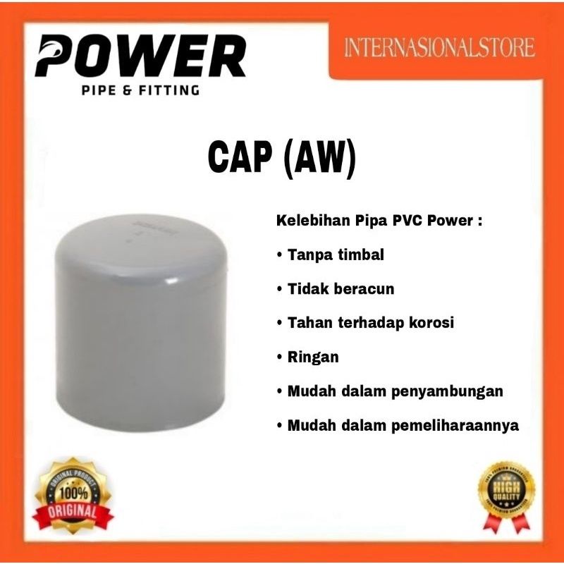 Jual Fitting Pipa PVC Power Cap 1" AW | Shopee Indonesia