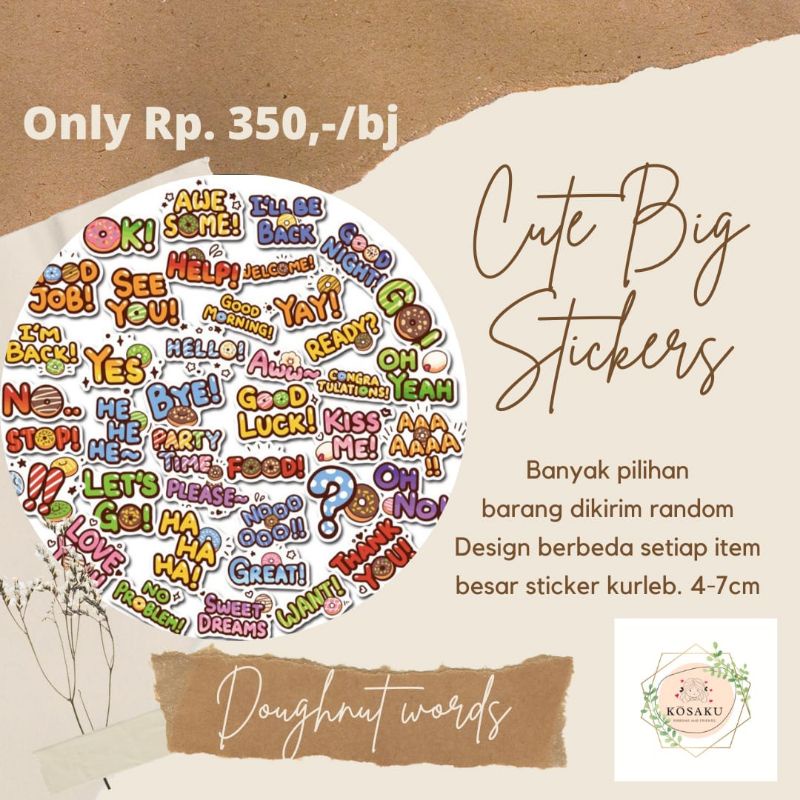 Jual Sticker aesthetic Cute Big Sticker part 2 | Shopee Indonesia