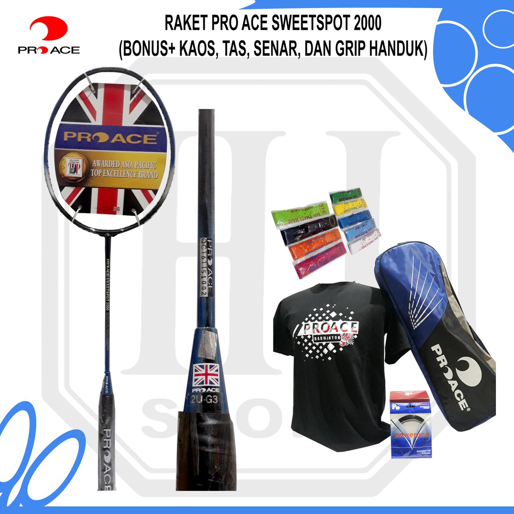 Jual Raket Original Pro Ace Sweetspot 2000 Bonus Komplit Badminton ...