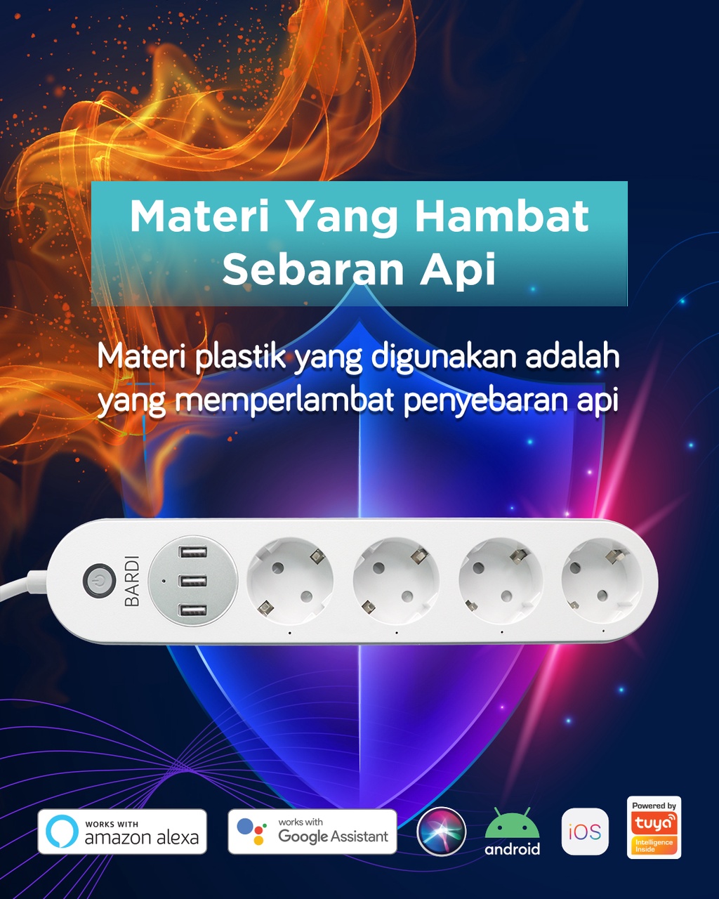 Jual BARDI Smart Extension Power Strips (Smart Stop Kontak, WIFI) | Shopee Indonesia