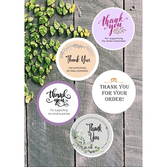 Jual 6pcs sticker label thank you sticker handmade bulat 3,5-3,7cm ...