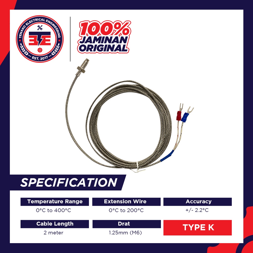 Jual Thermocouple Type K Panjang Probe 10mm Drat M6 | Shopee Indonesia
