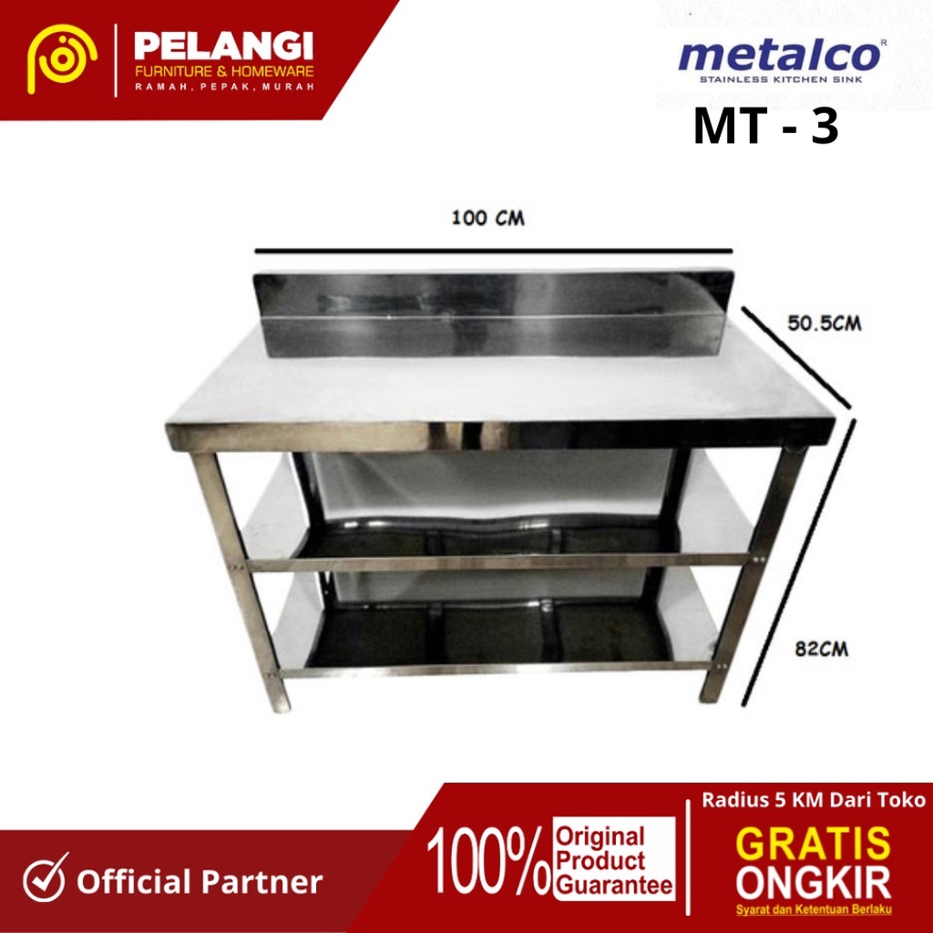 Jual Kitchen Table Metalco MT 3 | Meja Dapur Stainless Steel | Meja ...