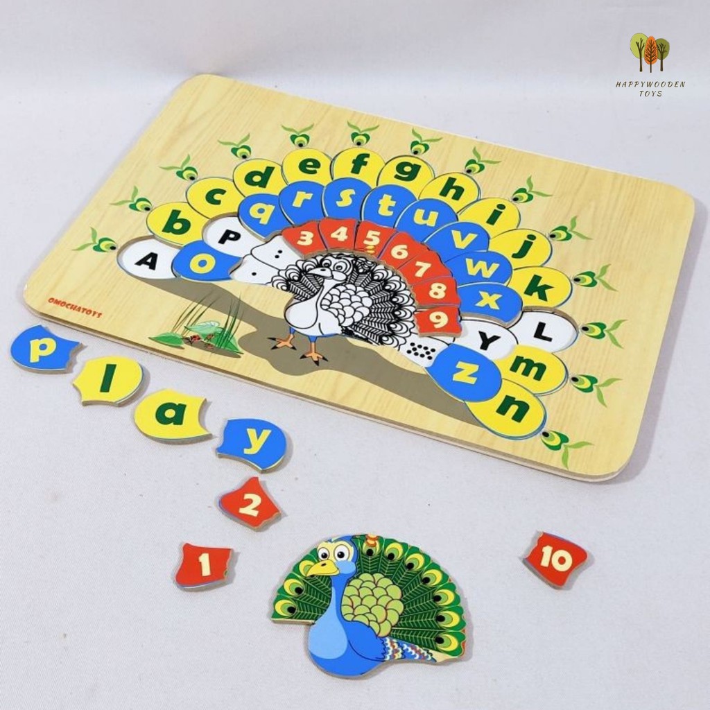 Jual Puzzle Merak Huruf dan Angka|Mainan Kayu Edukasi Anak | Shopee ...
