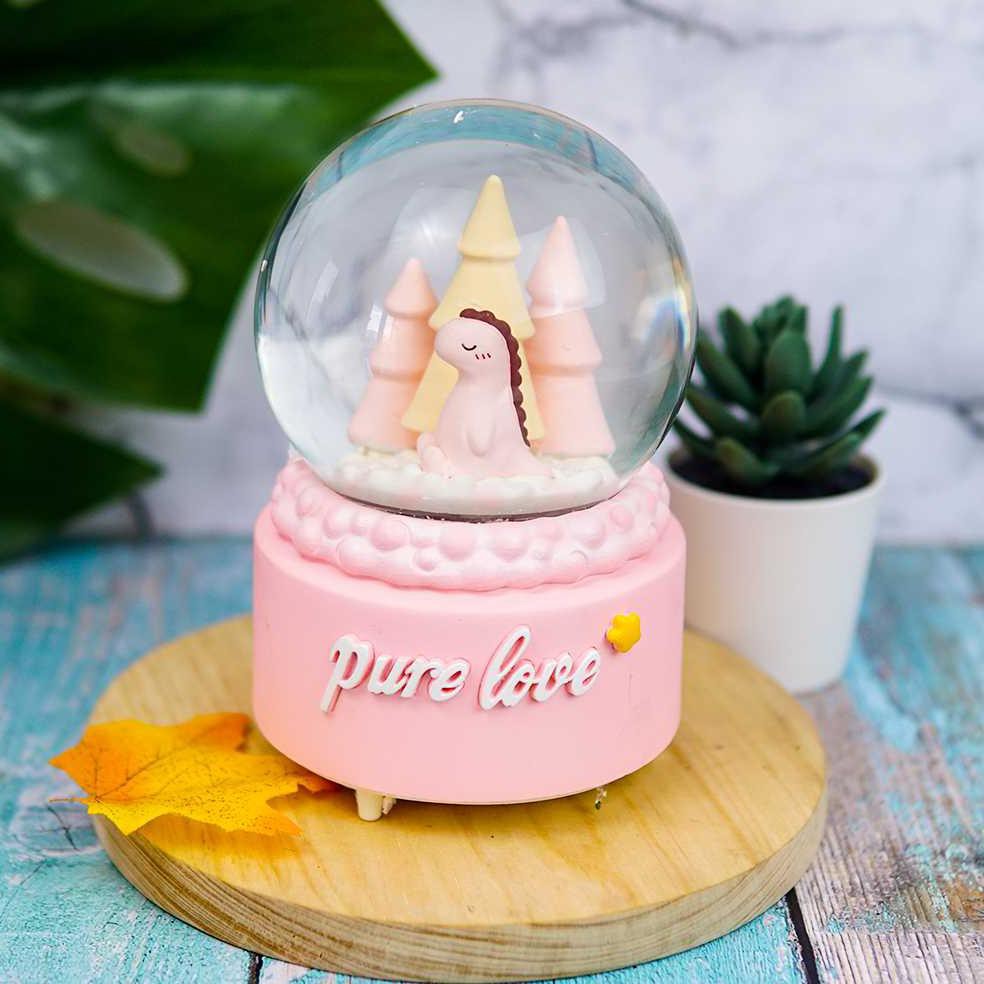 Jual Pajangan Snowball Music Salju Pure Love Dino Pink Premium J-Mega ...