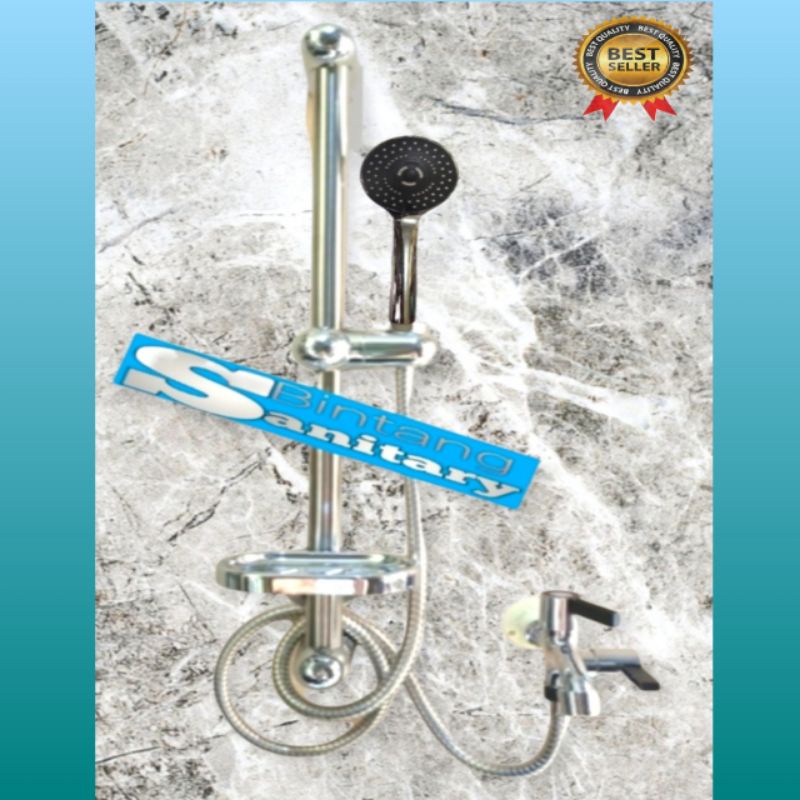Jual Paket shower tiang set / hand shower tiang set bulat / shower ...