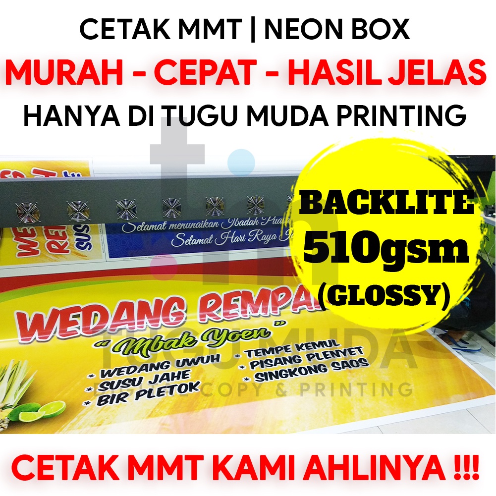 Jual Cetak Neon Box|MMT|Spanduk|Banner - Flexy Backlite 510gsm (GLOSSY) | Shopee Indonesia