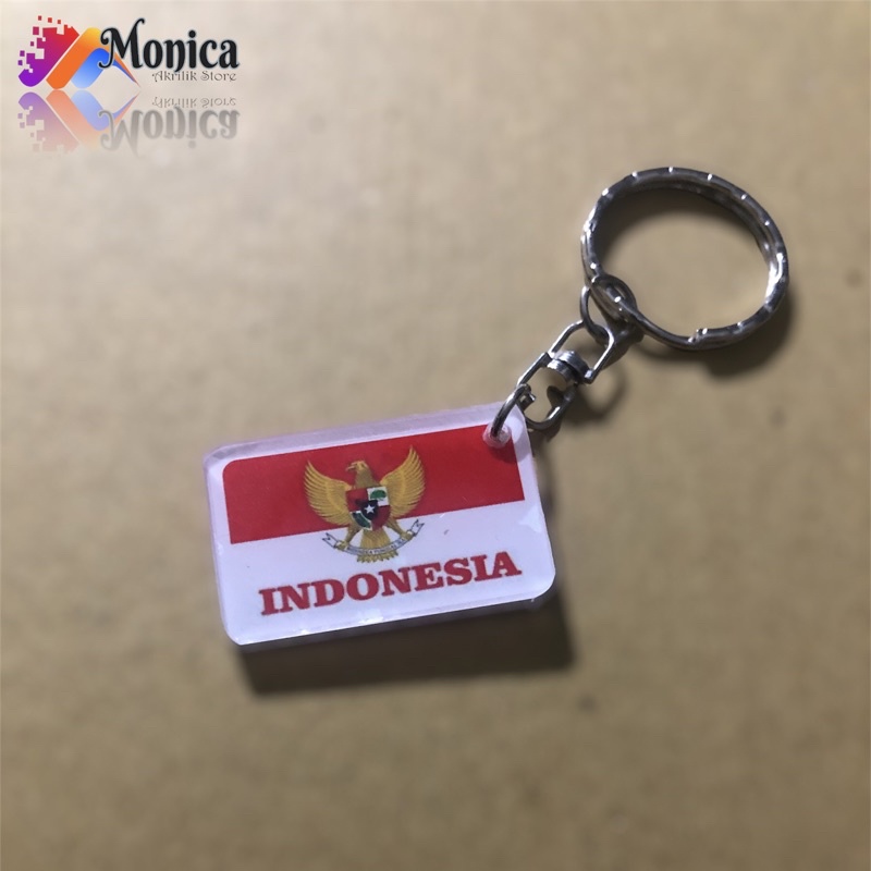Jual gantungan kunci bendera indonesia / keychain flag indonesia ...