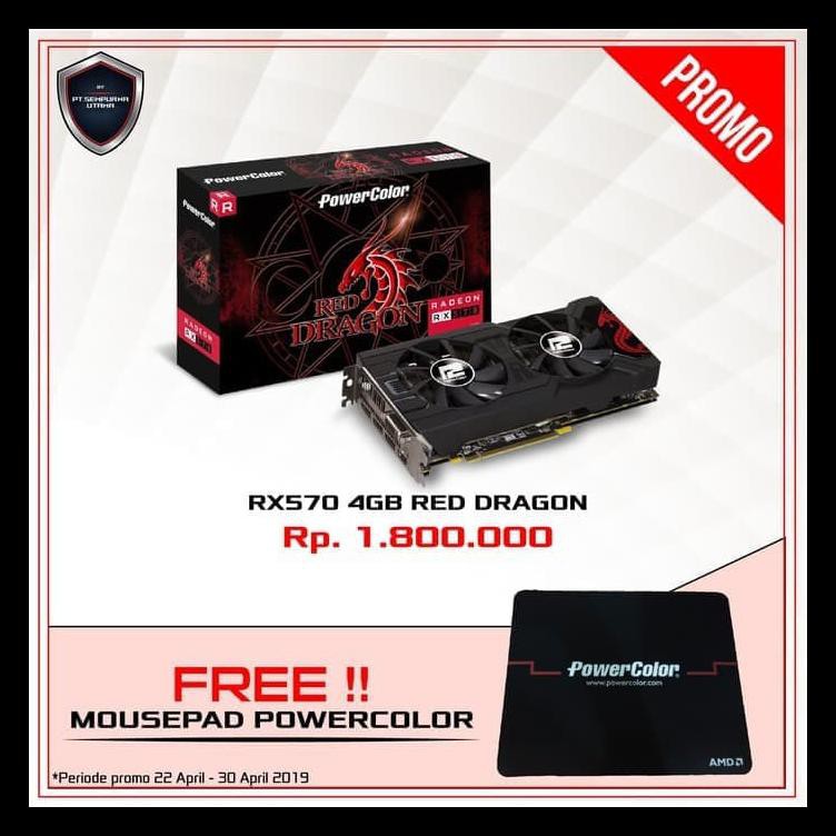 Jual Obral Powercolor Rx 570 Red Dragon 4Gb Gddr5 Komplit | Shopee ...