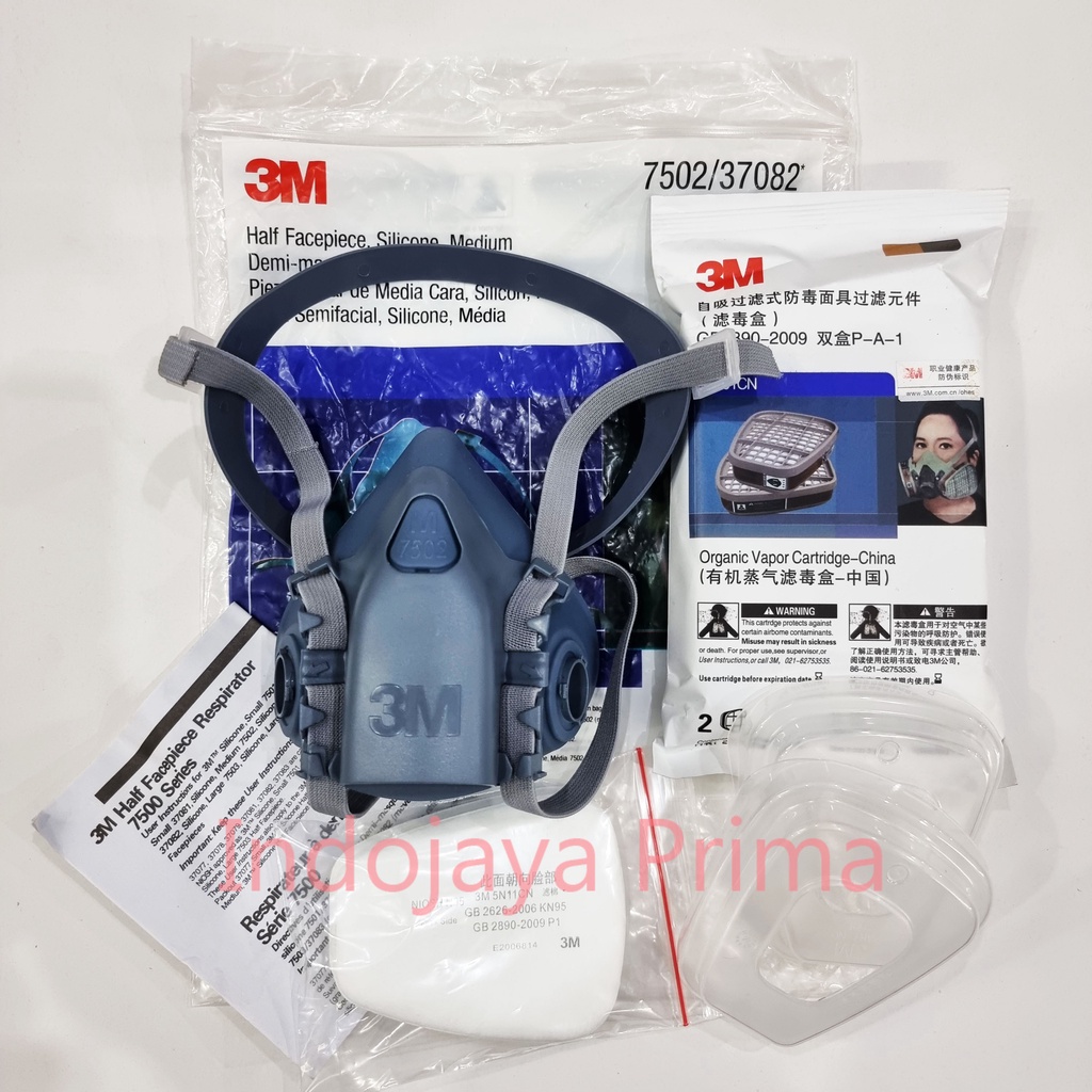 Jual Masker 3M 7502 3M Half Facepiece Respirator Half Gas Mask Medium ...