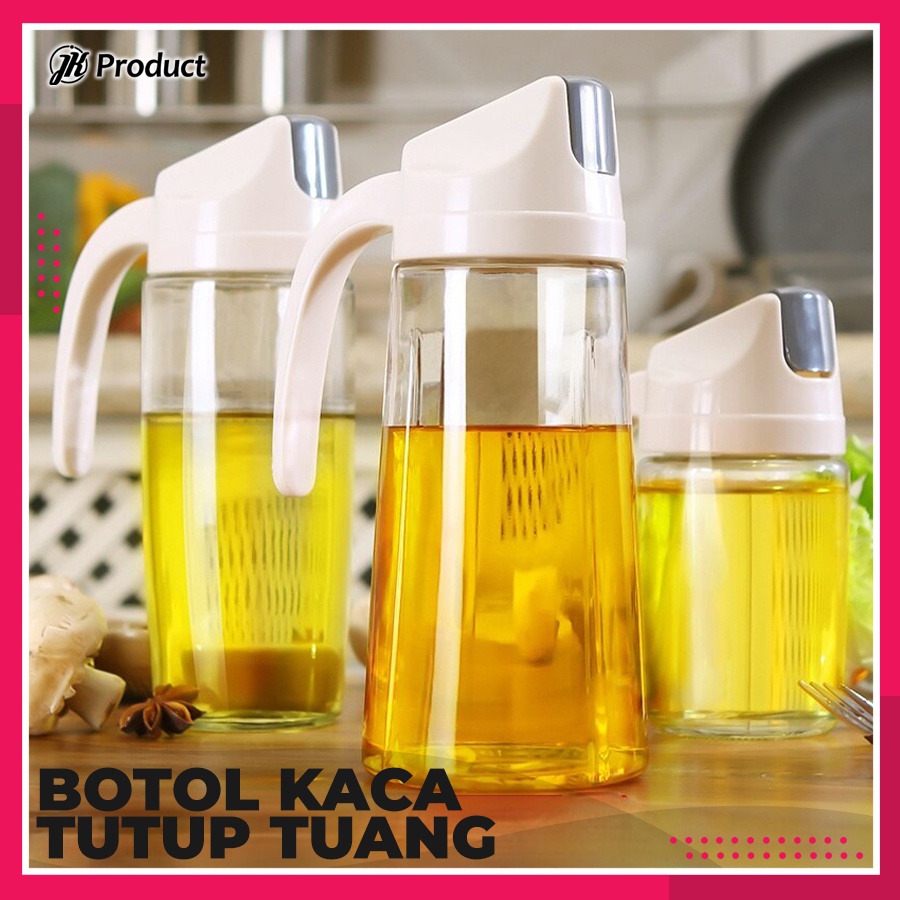 Jual Botol Kaca Tuang Minyak Goreng Isi Ulang Penutup Otomatis Anti ...