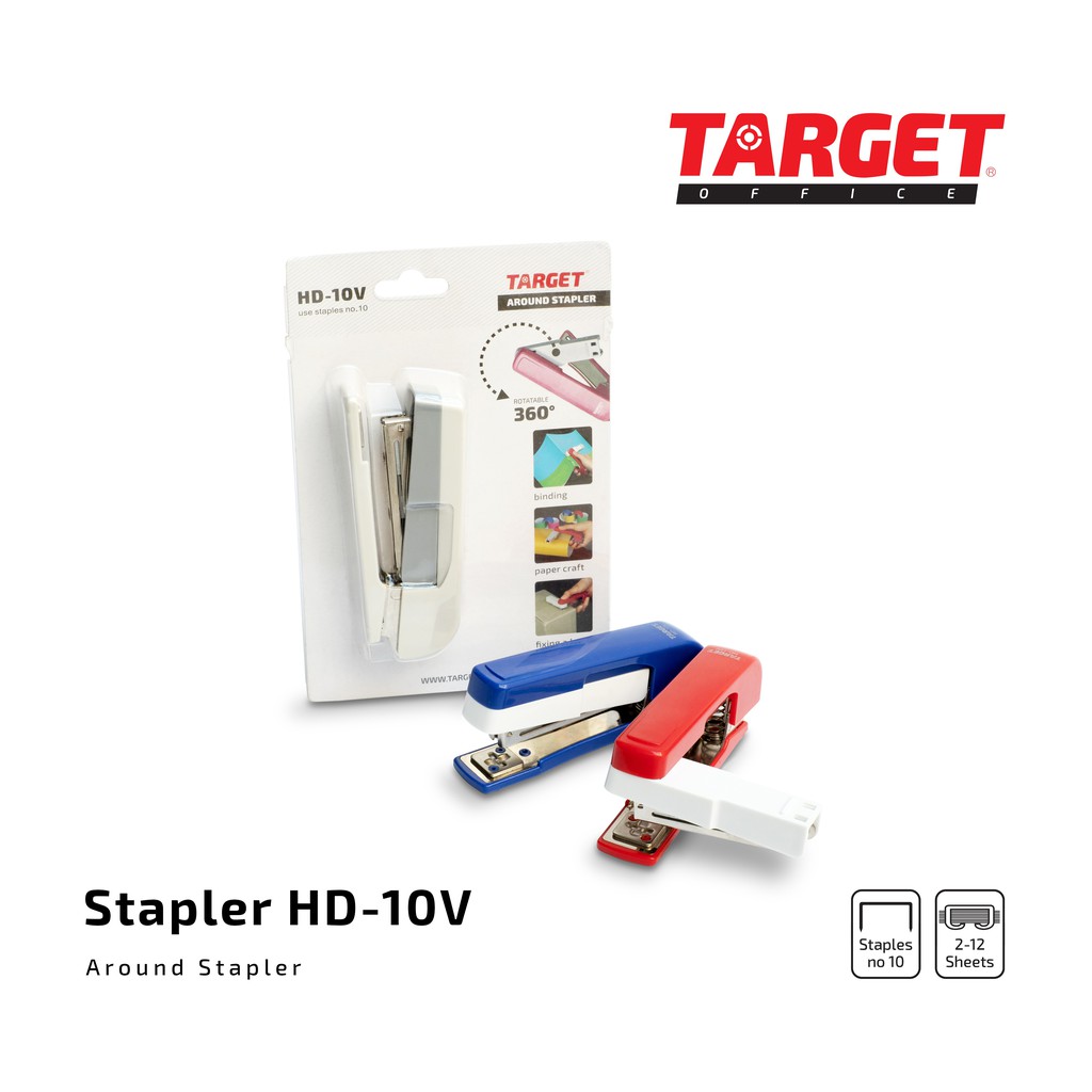 Jual STAPLER BUKU TARGET Around Stapler 360 Rotating Head HD-10V | Shopee Indonesia
