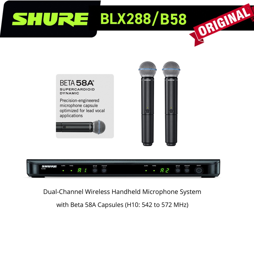Jual Shure BLX288/B58 BLX288 B58A Vocal wireless microphone | Shopee Indonesia