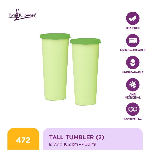 Jual Twin Tulipware Tall Tumbler (set of 2) 400 ML Botol Minum | Shopee ...