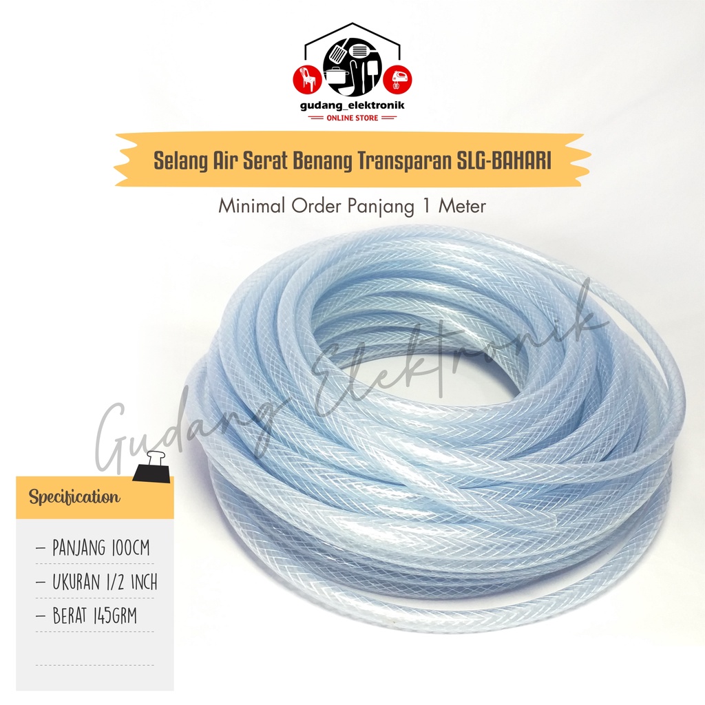 Jual Harga Per Meter Selang Air Serat Benang Transparan / Selang Air Peralatan Berkebun SLG ...