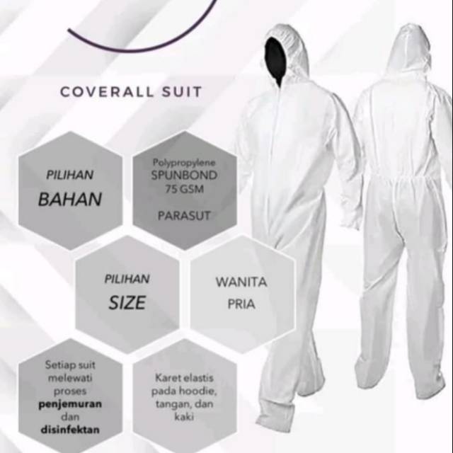 Jual Baju APD / Baju HAZMAT COVERALL SUIT Baju Pelindung 75 Gramasi ...