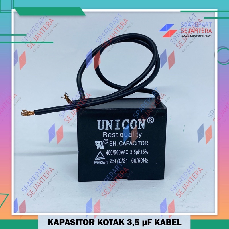 Jual KAPASITOR CAPASITOR KIPAS ANGIN FAN AC KABEL 2 KOTAK UKURAN 3.5 UF ...