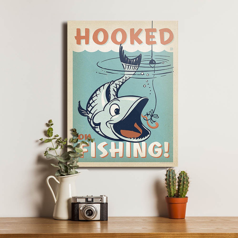 Jual Poster Mancing Dekorasi Rumah Hooked On Fishing Hiasan Dinding ...