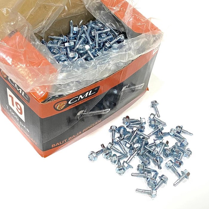 Jual Baut Sekrup Roofing Baja Ringan 10x16 10x19 Per Kotak/Baut Ruping ...