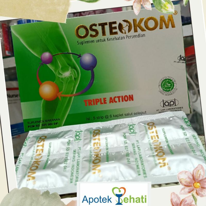 Jual Osteokom Kaplet per Strip Triple Action Suplemen Kesehatan Sendi ...
