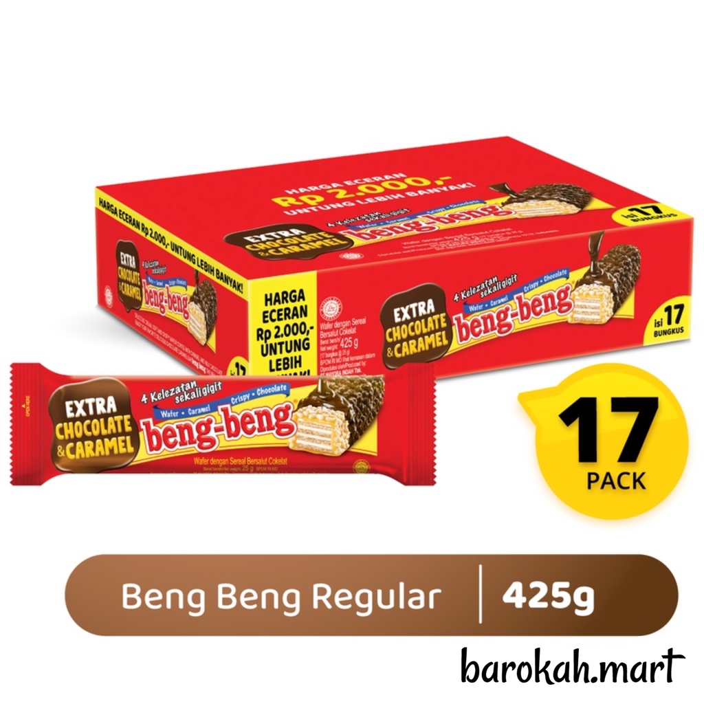 Jual Beng Beng Reguler Extra Chocolate & Caramel 17 pcs x 25 gr/ Box ...