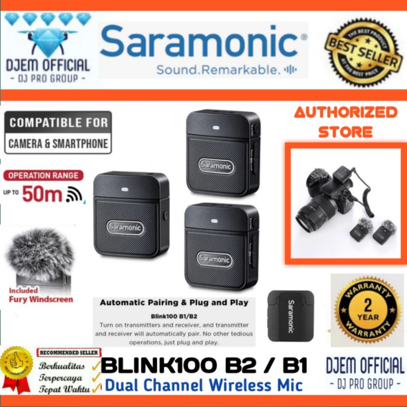 Jual SARAMONIC Blink 100 B2 B1 Dual Channel Wireless Microphone System ...