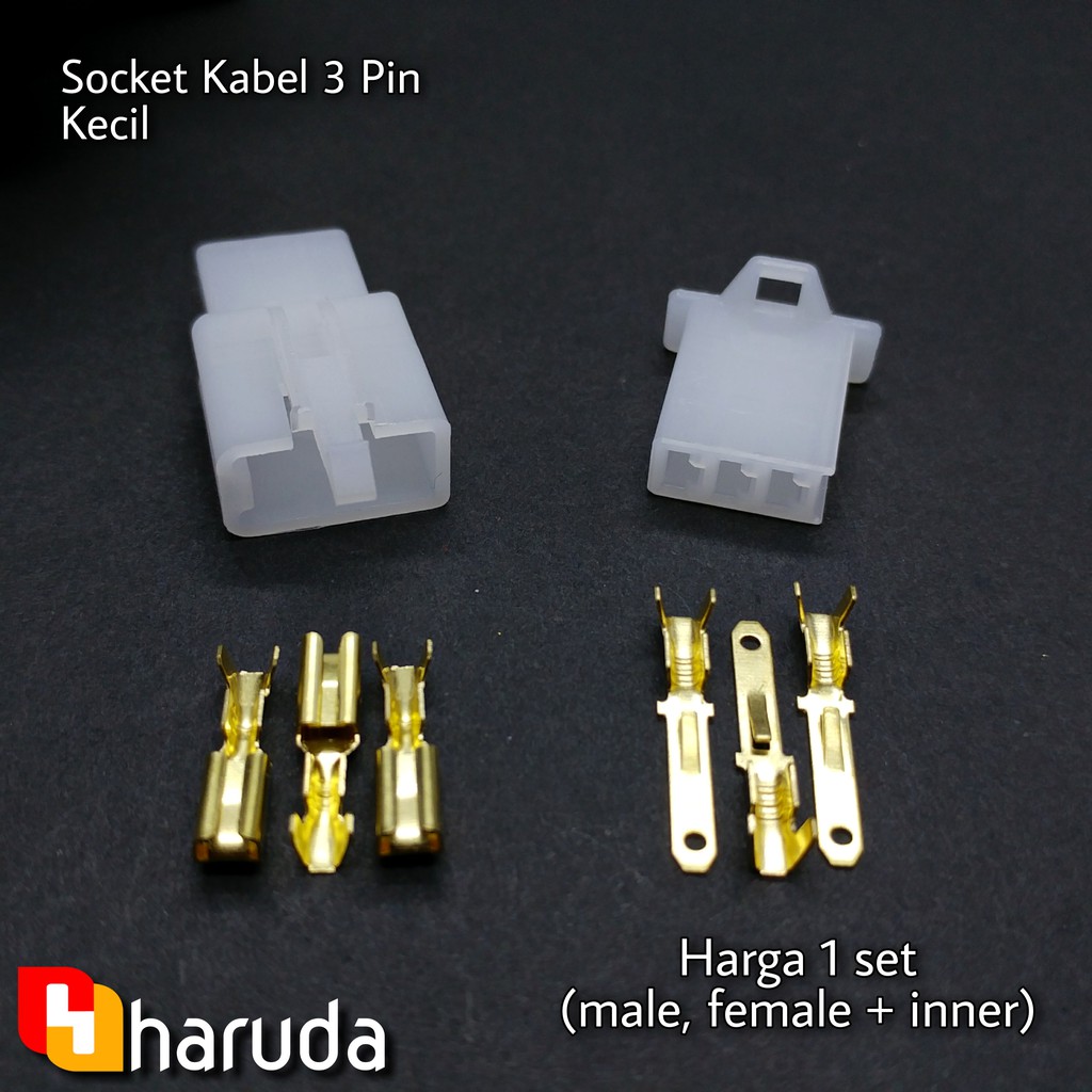 Jual Soket Konektor Motor Socket Skun Kecil 3 PIN Male Female + Inner ...