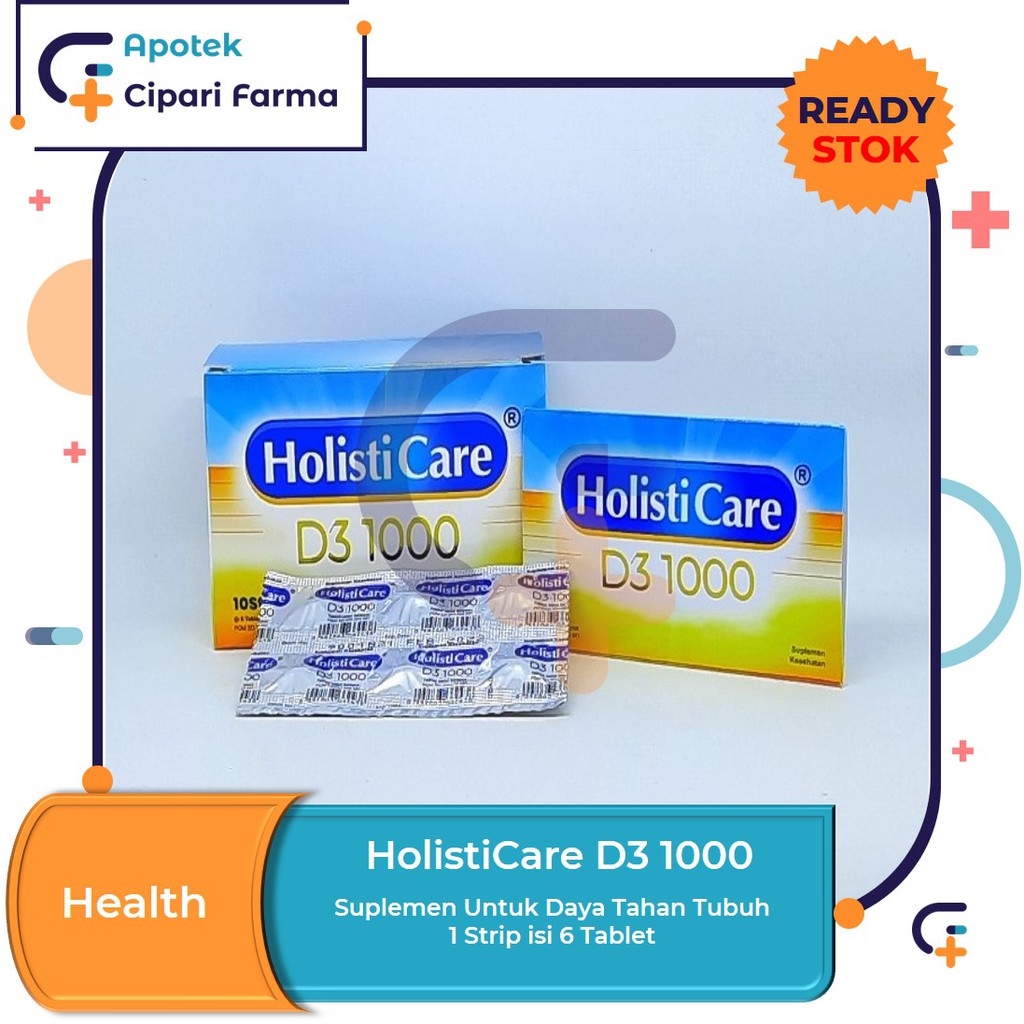 Jual HolistiCare D3 1000 Suplemen Vitamin D3 1000 IU 1 Strip isi 6 Tablet | Shopee Indonesia