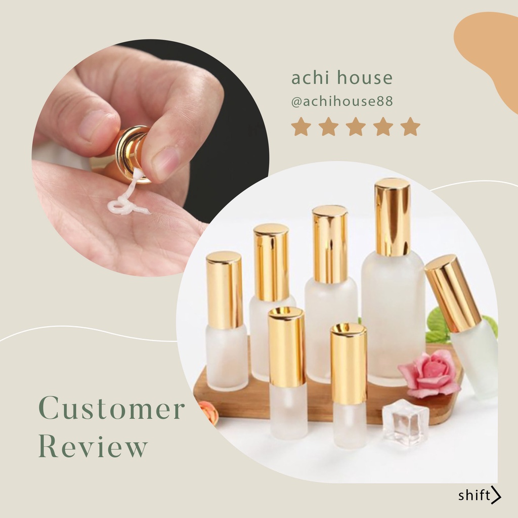 Jual Botol Skincare Gold Kaca Fros Botol 100ml Pump Botol Kemasan ...