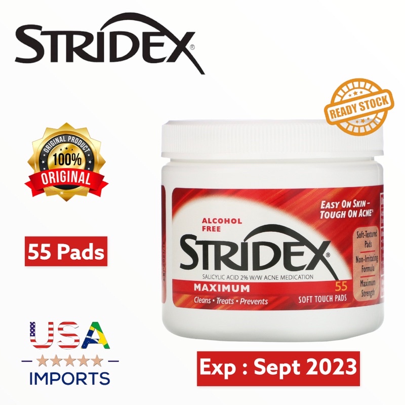 Jual STRIDEX Maximum Acne Control Alcohol Free 55 Soft Touch Pads | Shopee Indonesia