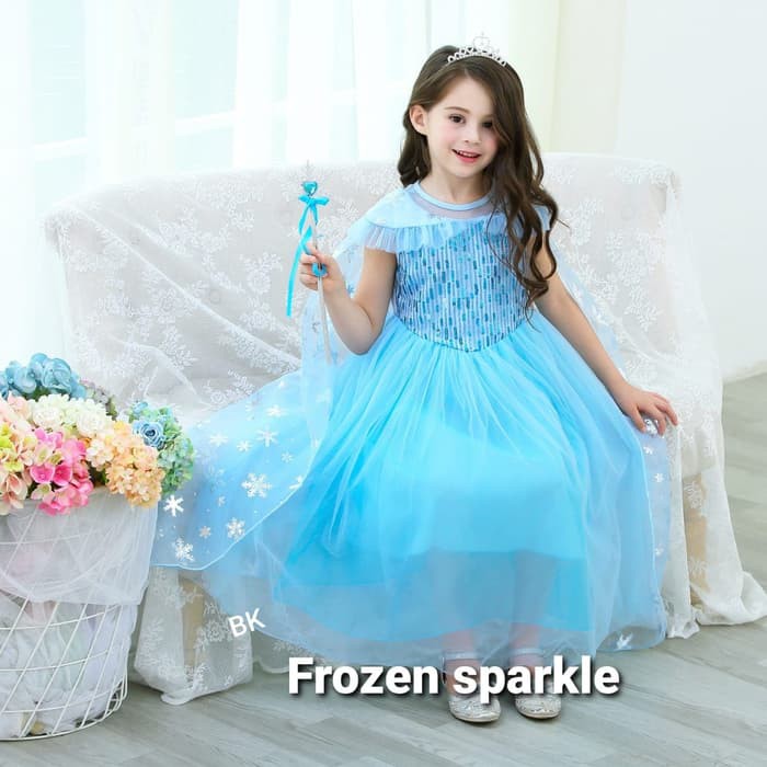 Jual BAJUKIDDIE FROZEN SPARKLE kostum anak princess elsa anna putri frozen - Size 100 | Shopee ...