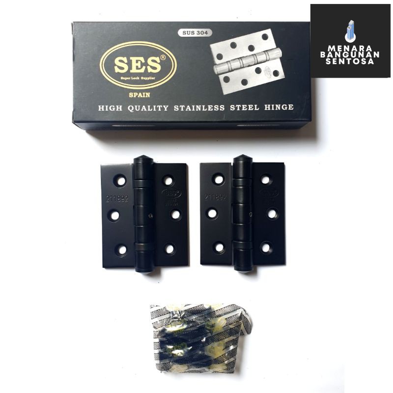 Jual Engsel Stainless Steel SES Hitam 3" Tebal / Pintu Jendela SUS 304 ...
