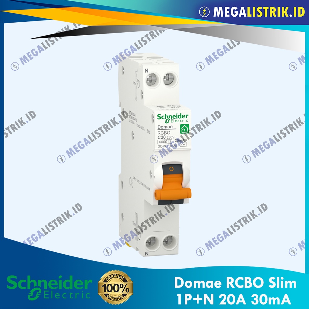 Jual SCHNEIDER RCBO 1P+N 20A / 1P + N 20 AMPERE 30MA DOMAE SLIM ( MCB + ELCB ) | Shopee Indonesia