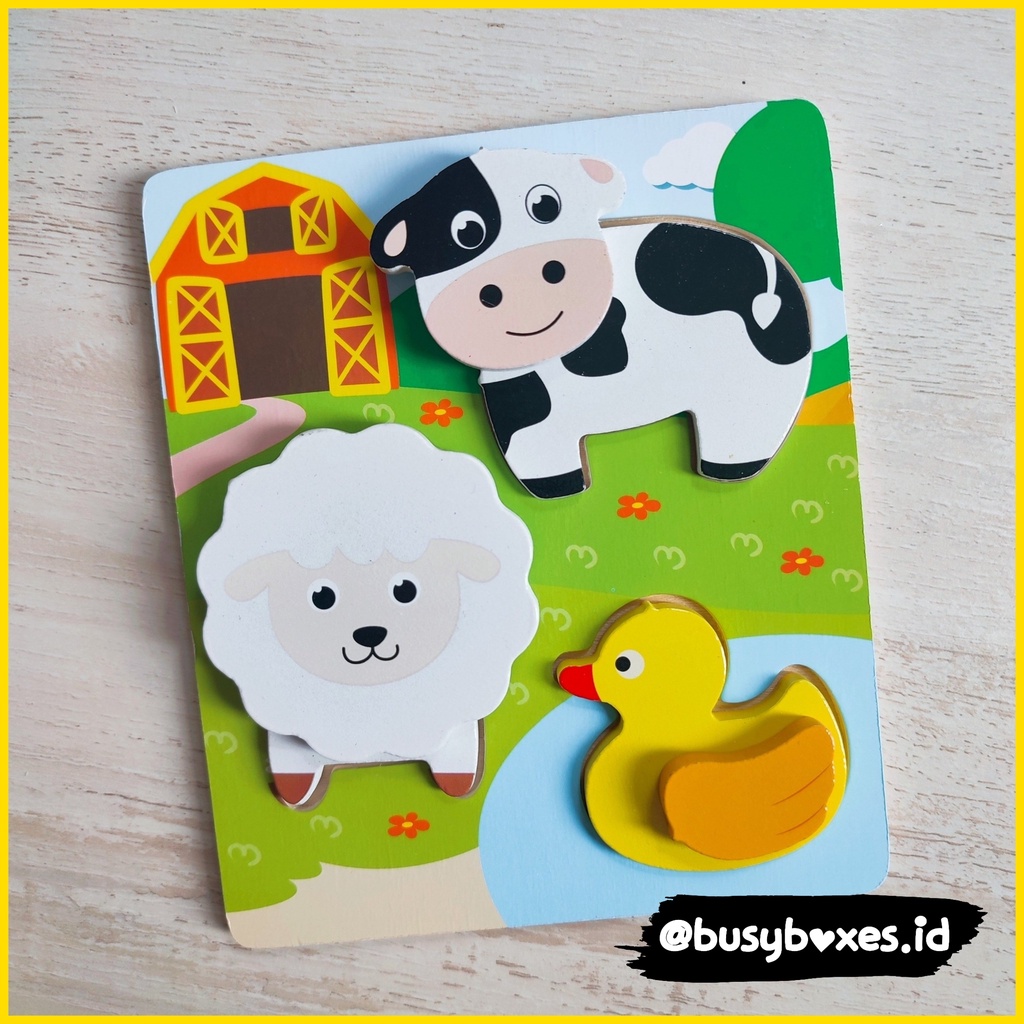 Jual [busyboxes.id] Mainan Edukasi Puzzle Animals Farm Wooden Toys ...