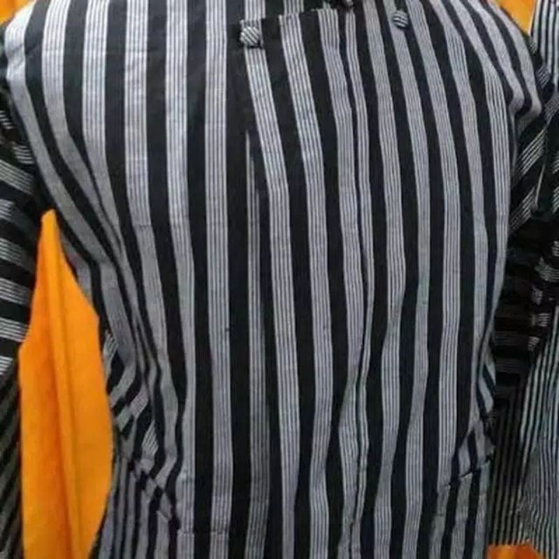 Jual Baju Lurik Dewasa Motif Garis Abu/Surjan Lurik/Baju adat Jawa | Shopee Indonesia