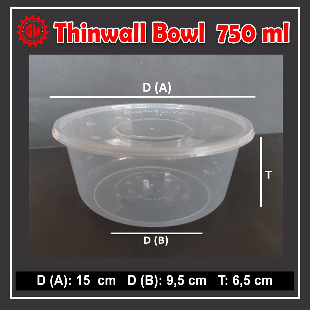Jual (isi 25 pcs) Thinwall Bowl Plastik Food Container Microwafe Safe 750 ml | Shopee Indonesia