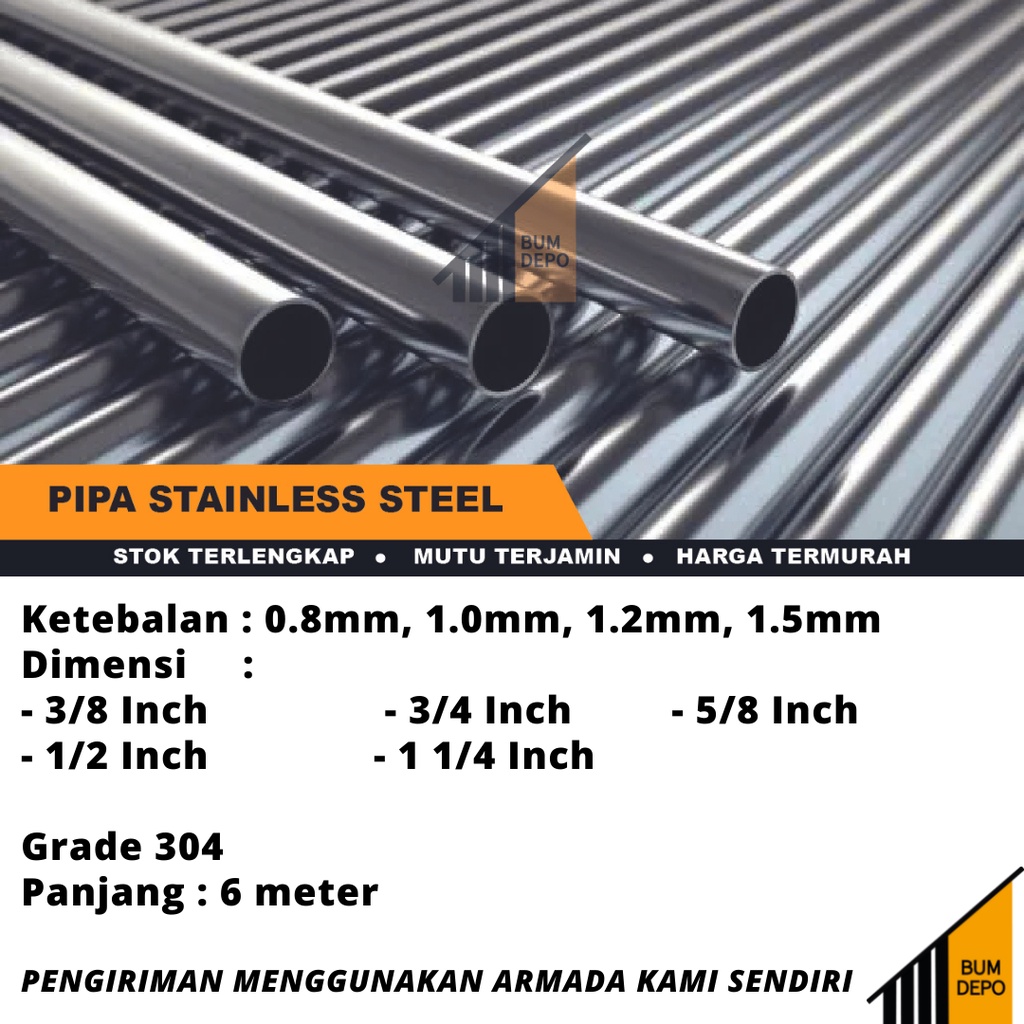Jual PIPA STAINLESS 304 / PIPA SAGAMI BIRU 1/2" 5/8" 3/4" 1" 1 1/4" | Shopee Indonesia