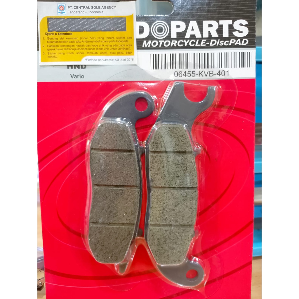 Jual DISC PAD HONDA VARIO MERK INDOPARTS / KAMPAS REM CAKRAM / 06455 ...