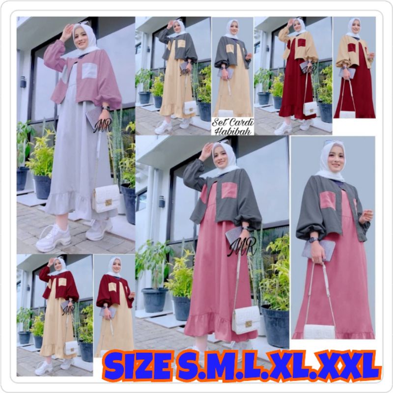 Jual Pakaian wanita muslim terbaru / SET CARDI HABIBAH SIZE M L XL XXL ...