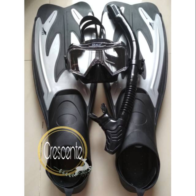 Jual Set alat snorkeling/Snorkling/selam/diving dry+fin/kaki katak ...