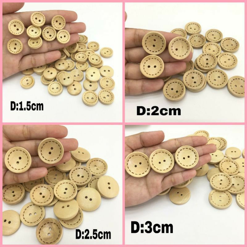 Jual 1 PC - KANCING KAYU MOTIF GARIS CREAM | Shopee Indonesia