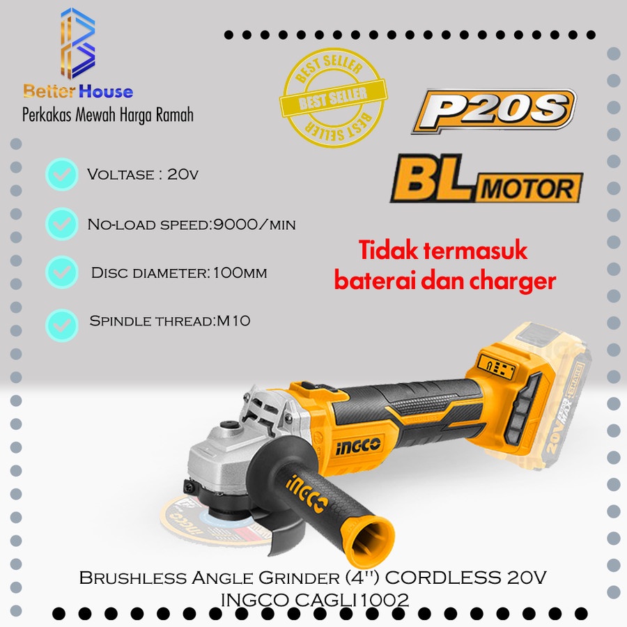 Jual GERINDA GRENDA 4 inch CORDLESS 20V Brushless INGCO CAGLI1002 YOG ...