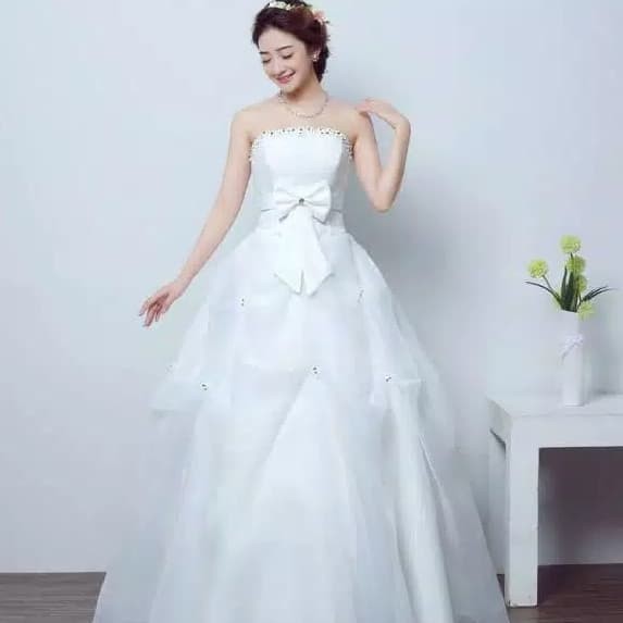 Jual Gaun pengantin putih tanpa lengan turtle neck | Shopee Indonesia