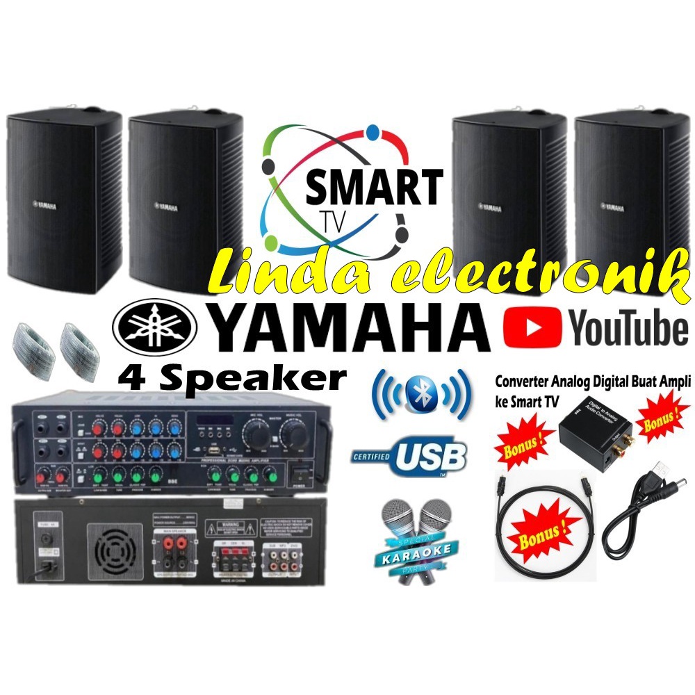 Jual paket sound system 4 speaker cafe gudang yamaha vs6 ampli toatech | Shopee Indonesia