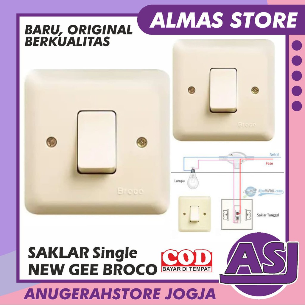 Jual Tombol On Off Saklar Sakelar Lampu Listrik Broco 1Tombol 1 Tombol ...