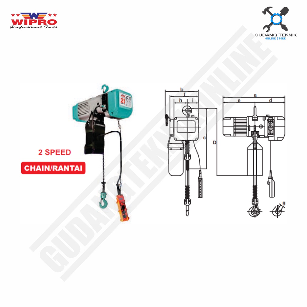 Jual Katrol Electric 2 SPEED 2 Ton 3 Meter WIPRO 3 PHASE / Katrol ...