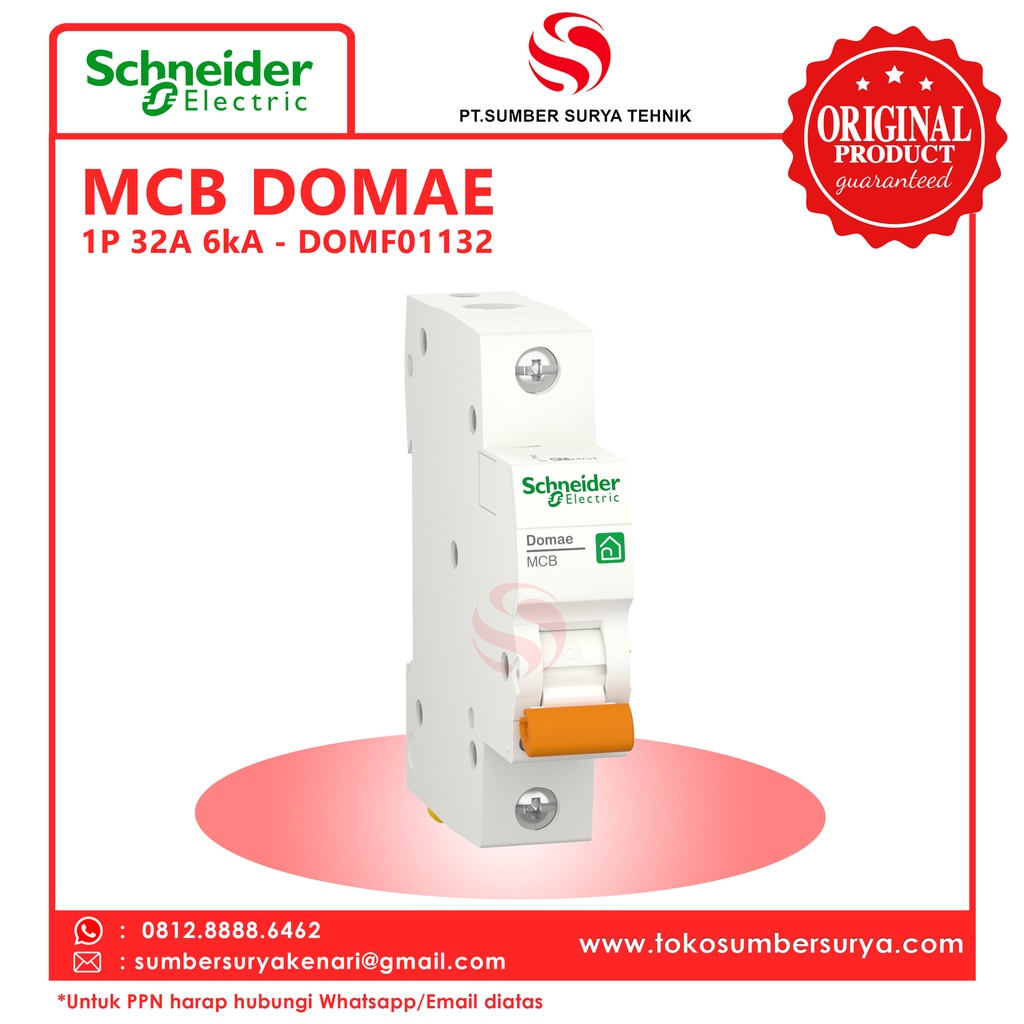 Jual MCB Domae 1P 32A 6kA Saklar Listrik ON OFF DOMF01132 Schneider ...