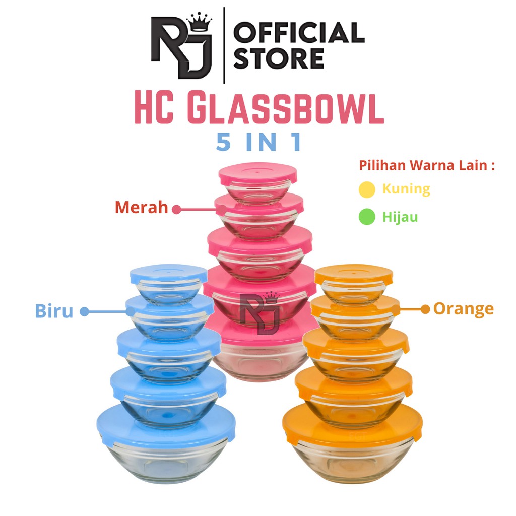 Jual HC GLASSWARE / GLASS BOWL SET / MANGKOK KACA SET ISI 5 / GLASS ...