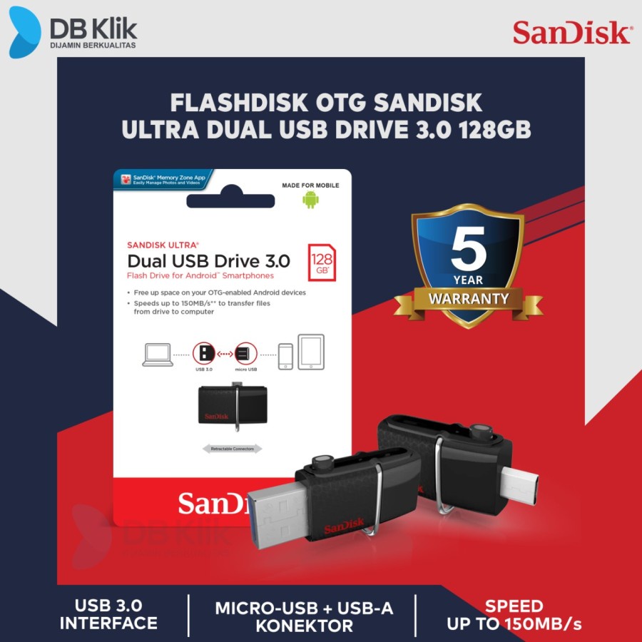 Jual Flashdisk OTG Sandisk Ultra Dual Drive DD2 128GB USB 3.0 | Shopee ...